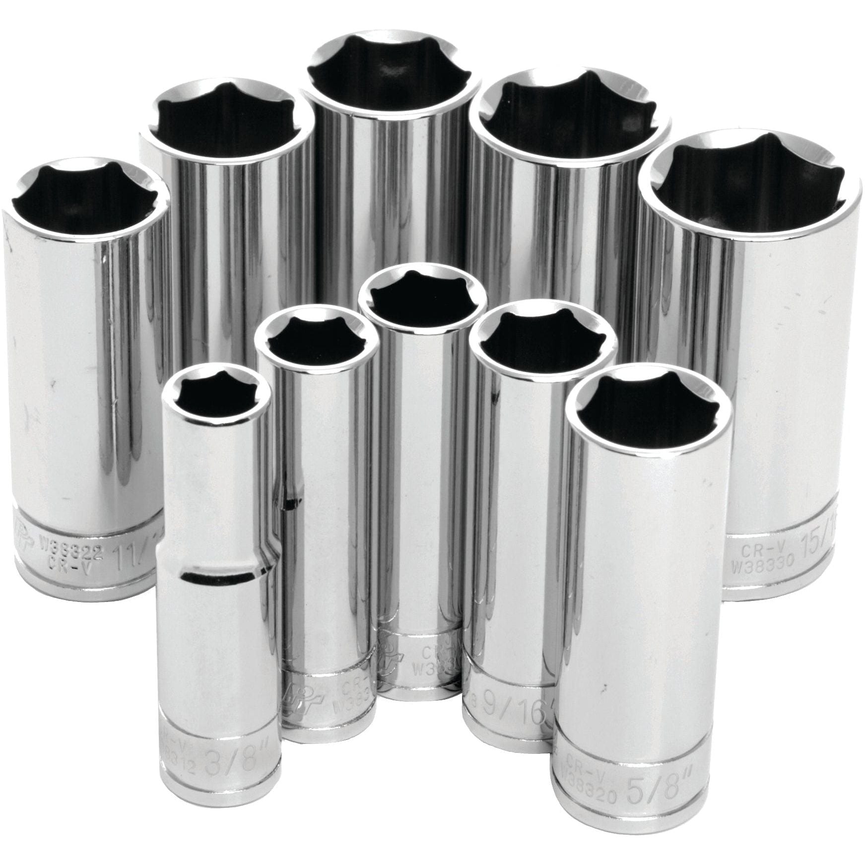 10 Pc 3/8" Sae Socket Set Deep by Performance Tool