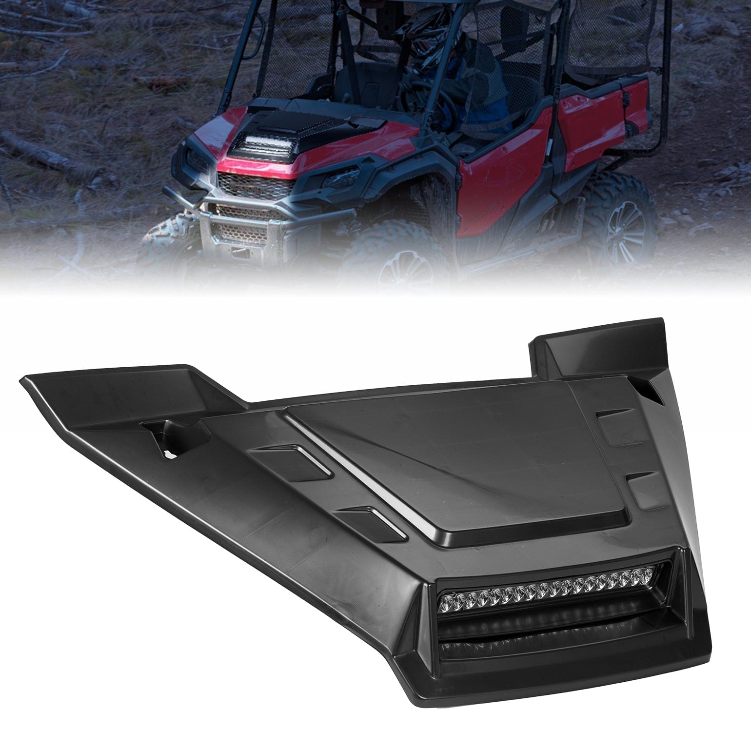 Honda Pioneer 1000 3P/5P/6P Sport Hood Scoop with LED Light by Kemimot ...