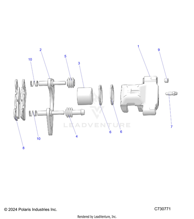 Polaris OEM Schematic | BRAKES: REAR CALIPER Witchdoctors
