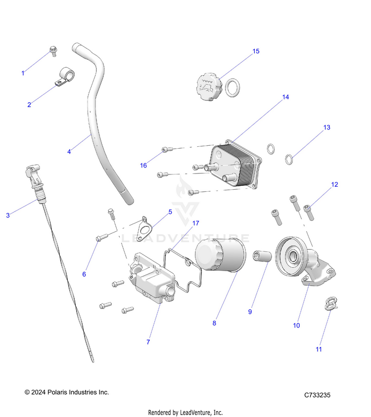 Polaris OEM Schematic | ENGINE: DIPSTICK & OIL FILTER Witchdoctors