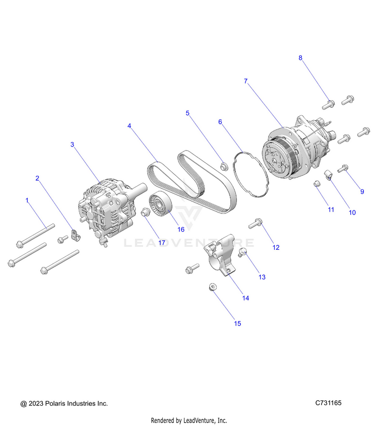 Polaris OEM Schematic | ENGINE: ALTERNATOR & COMPRESSOR Witchdoctors