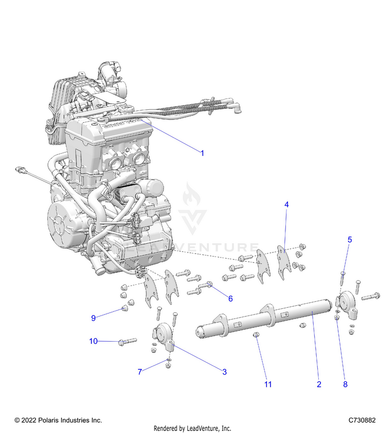 Polaris OEM Schematic | ENGINE: MOUNTING & LONG BLOCK Witchdoctors