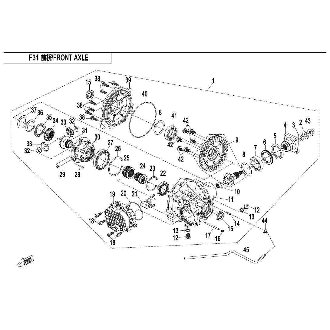 CFMOTO Gear Shaft (Center) Diff OEM #0180-313002-10000 Witchdoctors