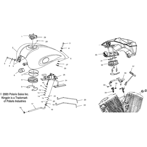 Fuel System, Fuel Tank, Lines And Throttle Body - 2004 Victory Kingpin