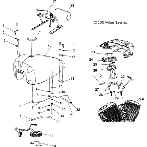 Fuel System, Fuel Tank, Lines And Throttle Body - 2005 Victory Ca Tour ...