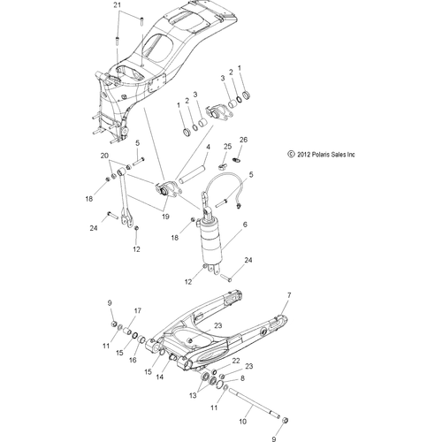 Suspension, Rear Asm., Swing Arm And Shock - 2017 Victory Vision All O ...